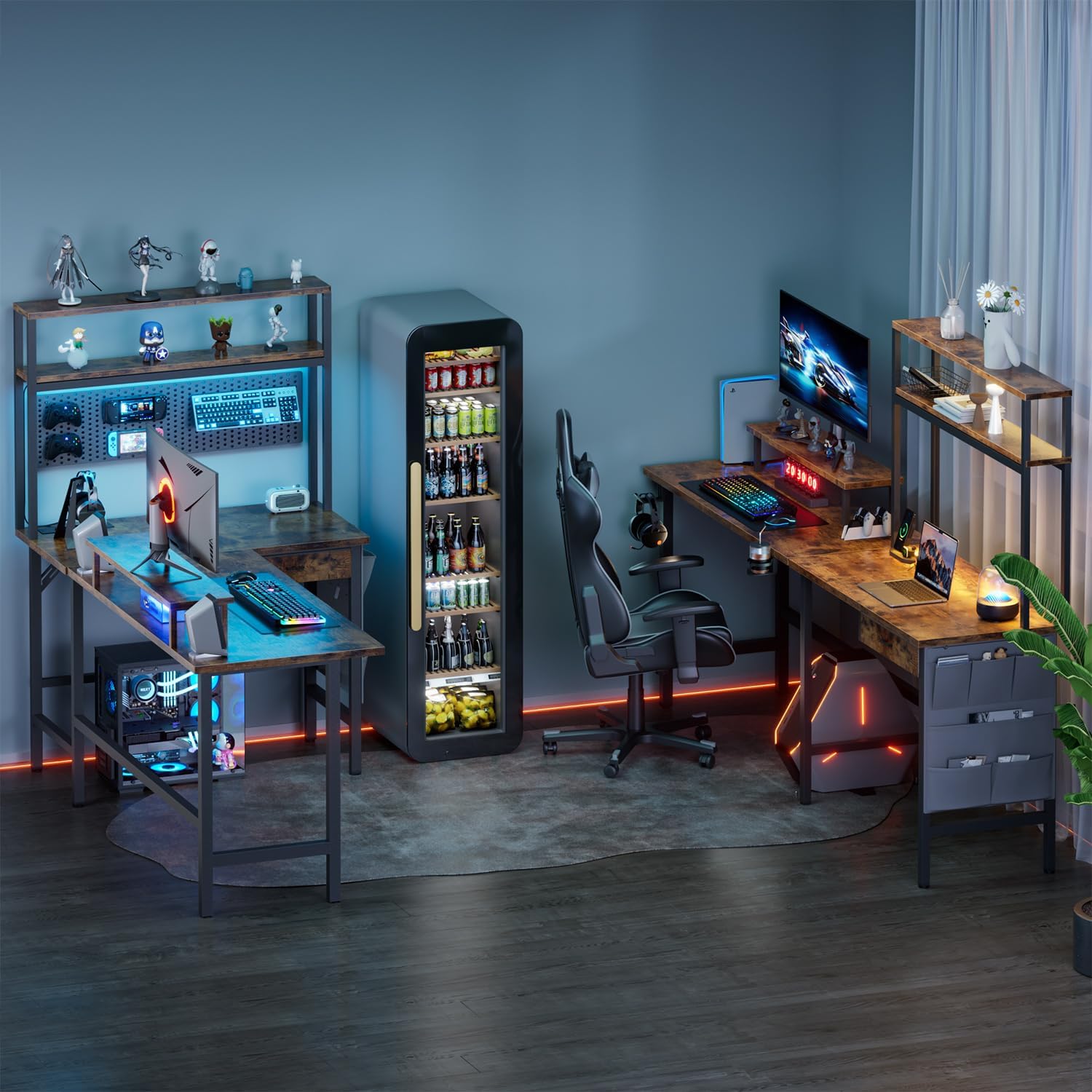 Temerino Reversible L-Shaped Corner Desk for Home Office - Brown ...