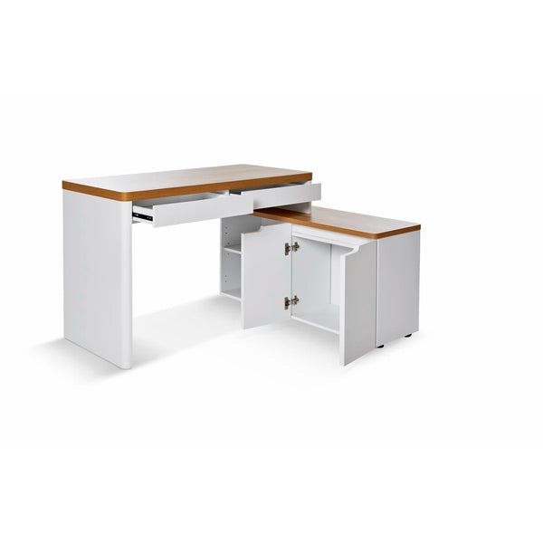 Torvon L Shaped Corner Work Desk with Storage – Brown & White - Corner ...
