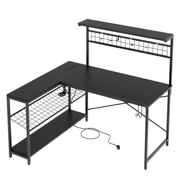 Mika L-Shaped Gaming Desk 130cm - Black - Corner Desks UK