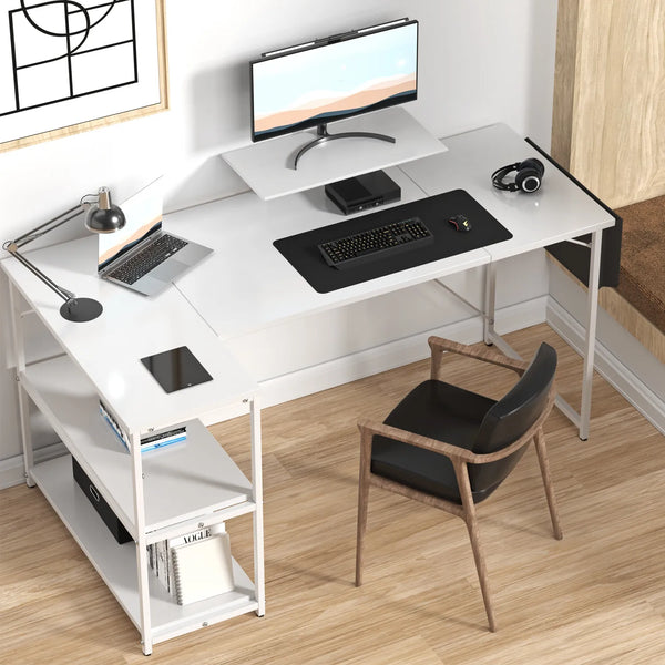 Kian L-Shaped Reversible Corner Desk - White | Corner Desks UK - Corner ...