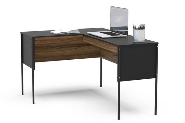 Tergel L-Shaped Corner Desk for Home Office - Black & Walnut | Corner ...