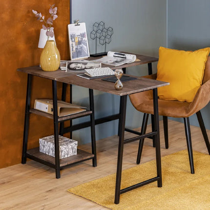 Miranda L-Shaped Corner Desk for Home Office - Dark Brown | Corner ...