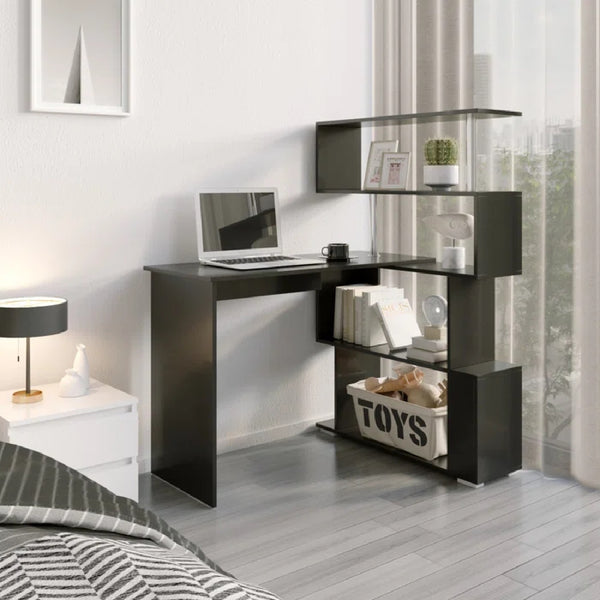 Ezra L-Shaped Corner Desk for Home Office - Black | Corner Desks UK ...